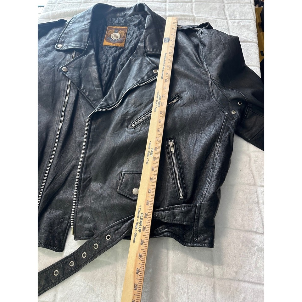 Mens Leather Motorcycle Jacket IOU Leather Collection Black Biker Coat ...