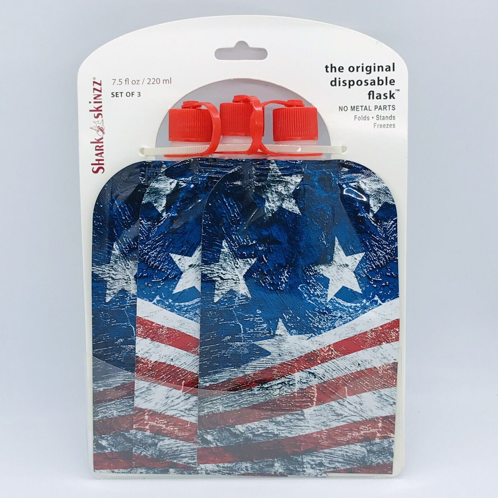 3 Pack Shark Skinzz Disposable Foldable Plastic Flask 7.5 fl oz 220 ml ...