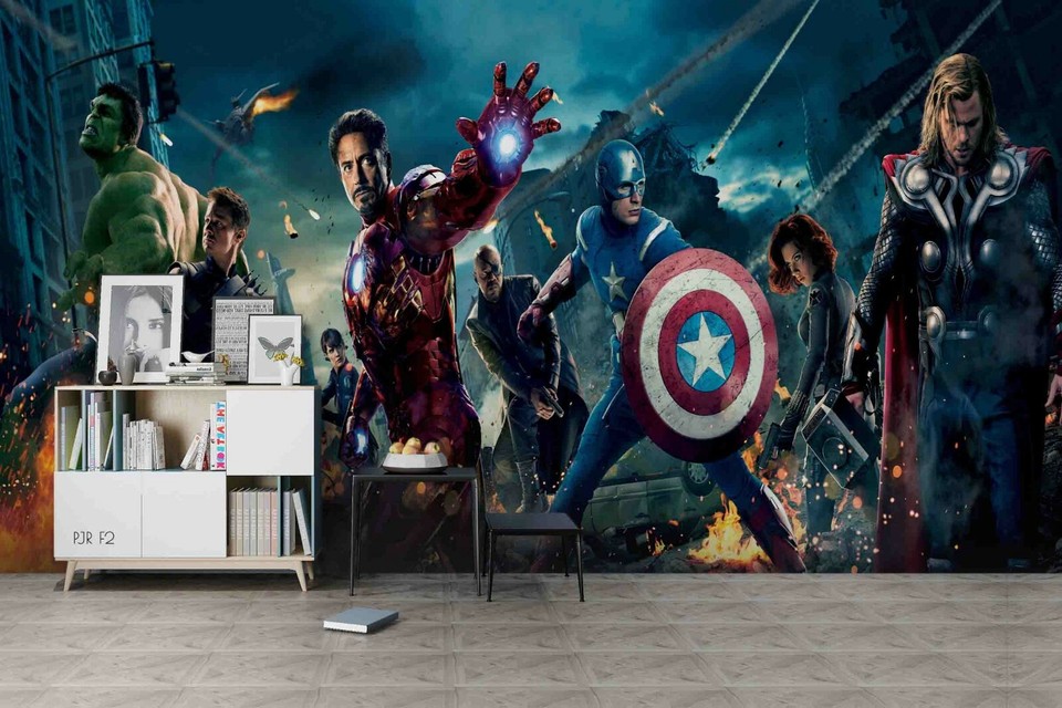 3D Marvel Movie Avengers Self-adhesive Removable Wallpaper Murals Wall ...