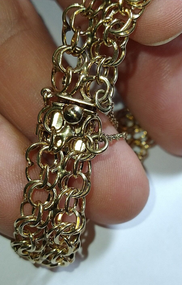 Solid 13k gold bracelet with small 10k safety chain 20 grams | eBay
