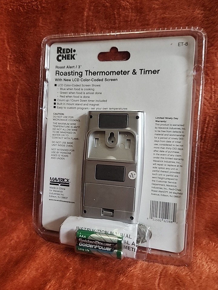 Maverick Roast Alert Roasting Thermometer/Timer Color Coded LCD Screen ...