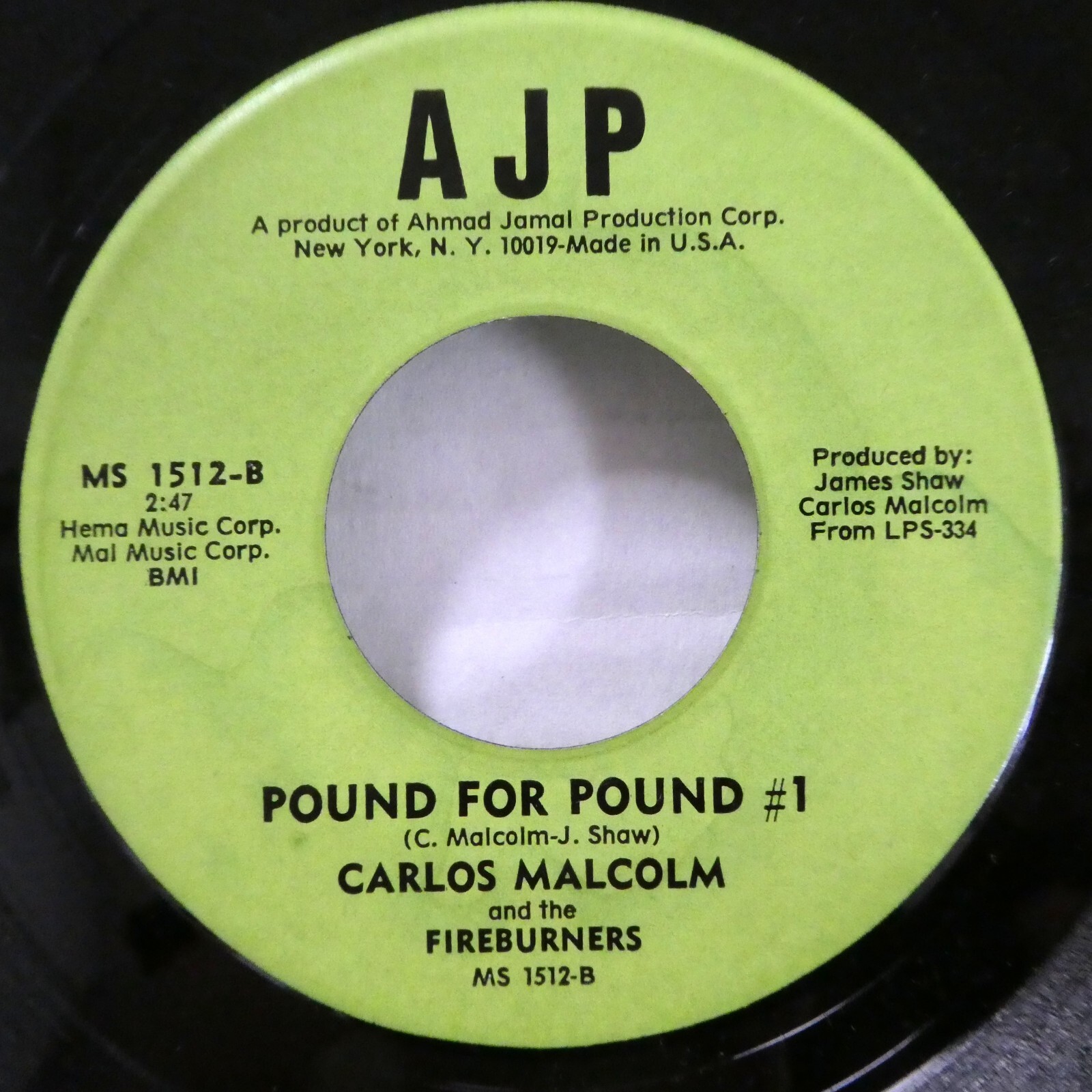 CARLOS MALCOLM the Fireburners 45 Bustin Outta The Ghetto AJP Mint ...