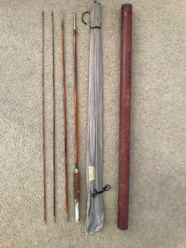 vintage split rod bamboo fishing rod 9 feet 3 pieces plus extra end w ...