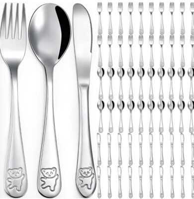 60 Pieces Stainless Steel Kids Silverware Set | eBay