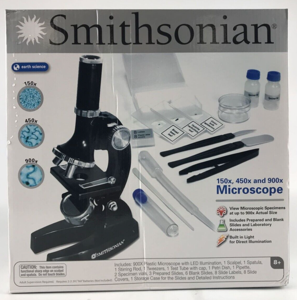Smithsonian NSI 150x/450x/900x Microscope Kit | eBay