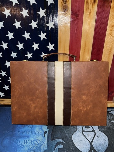 Classic Vintage Backgammon Set In Faux Leather Briefcase With Chips And ...