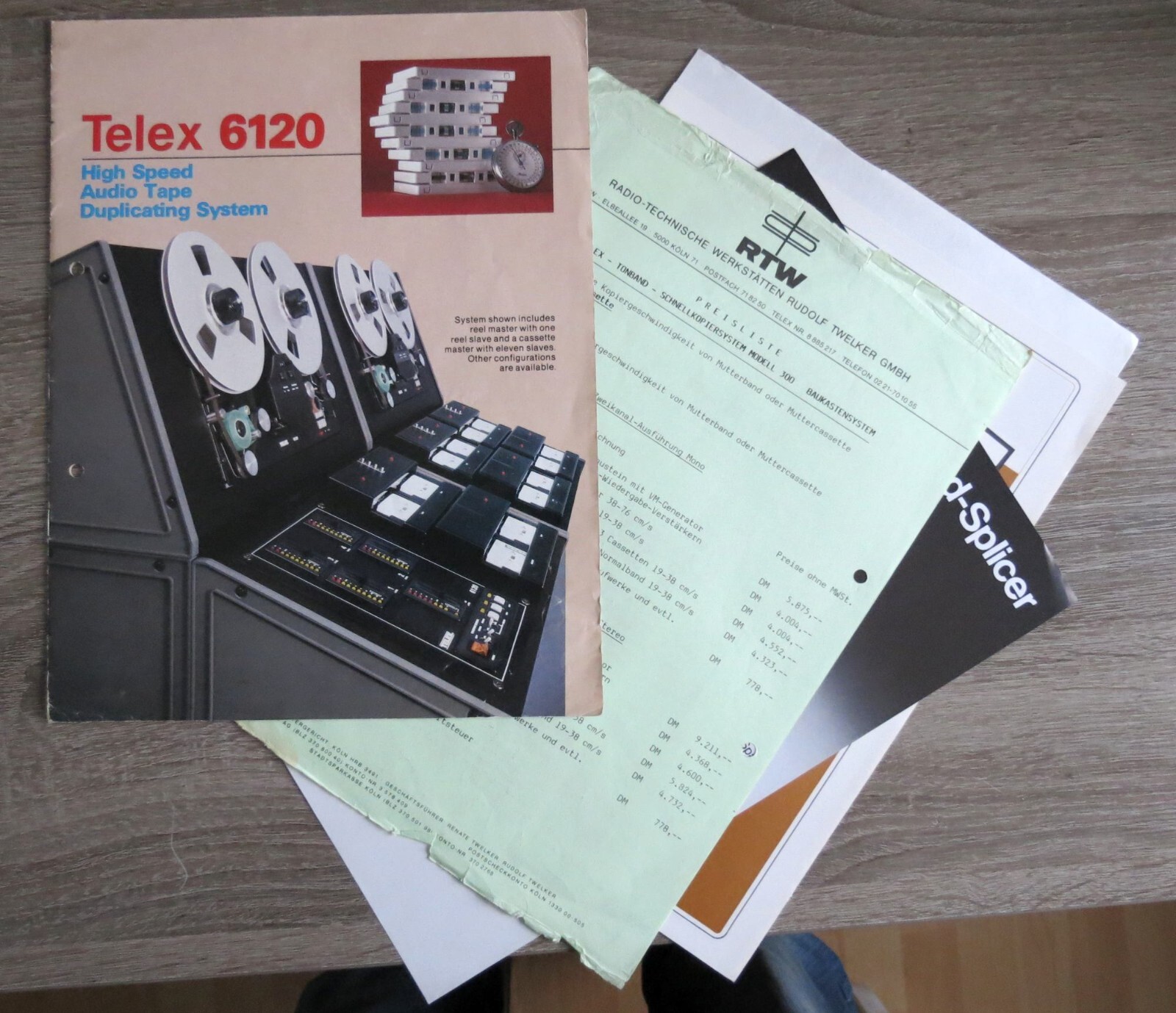 RTW Telex 6120 Tape Duplicating system + Preisliste + Pentagon Demo ...