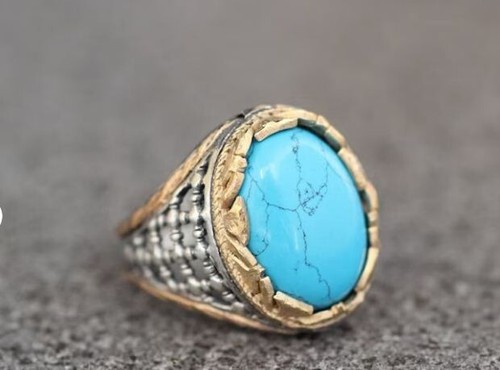 Sterling Silver925 Turquoise Handmade Ring Ottoman Style Ring Men's ...