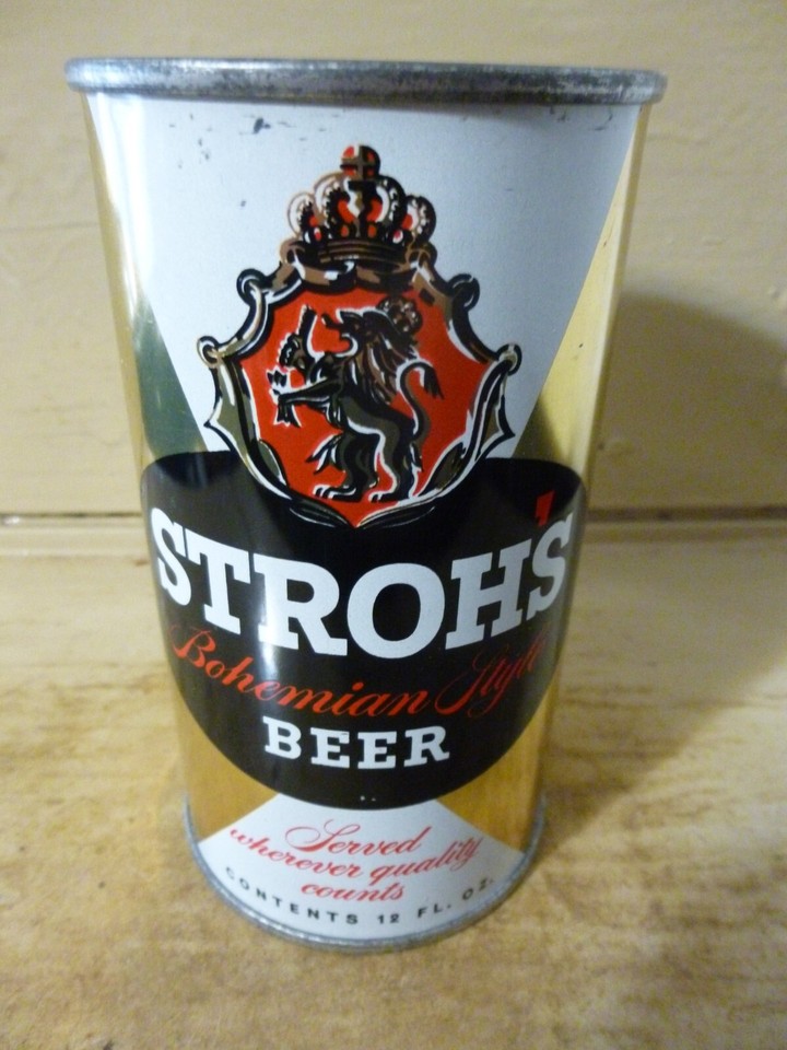 STROH`S_ DETROIT_ FLAT TOP BEER CAN -[EMPTY CANS, READ DESC.]- | eBay