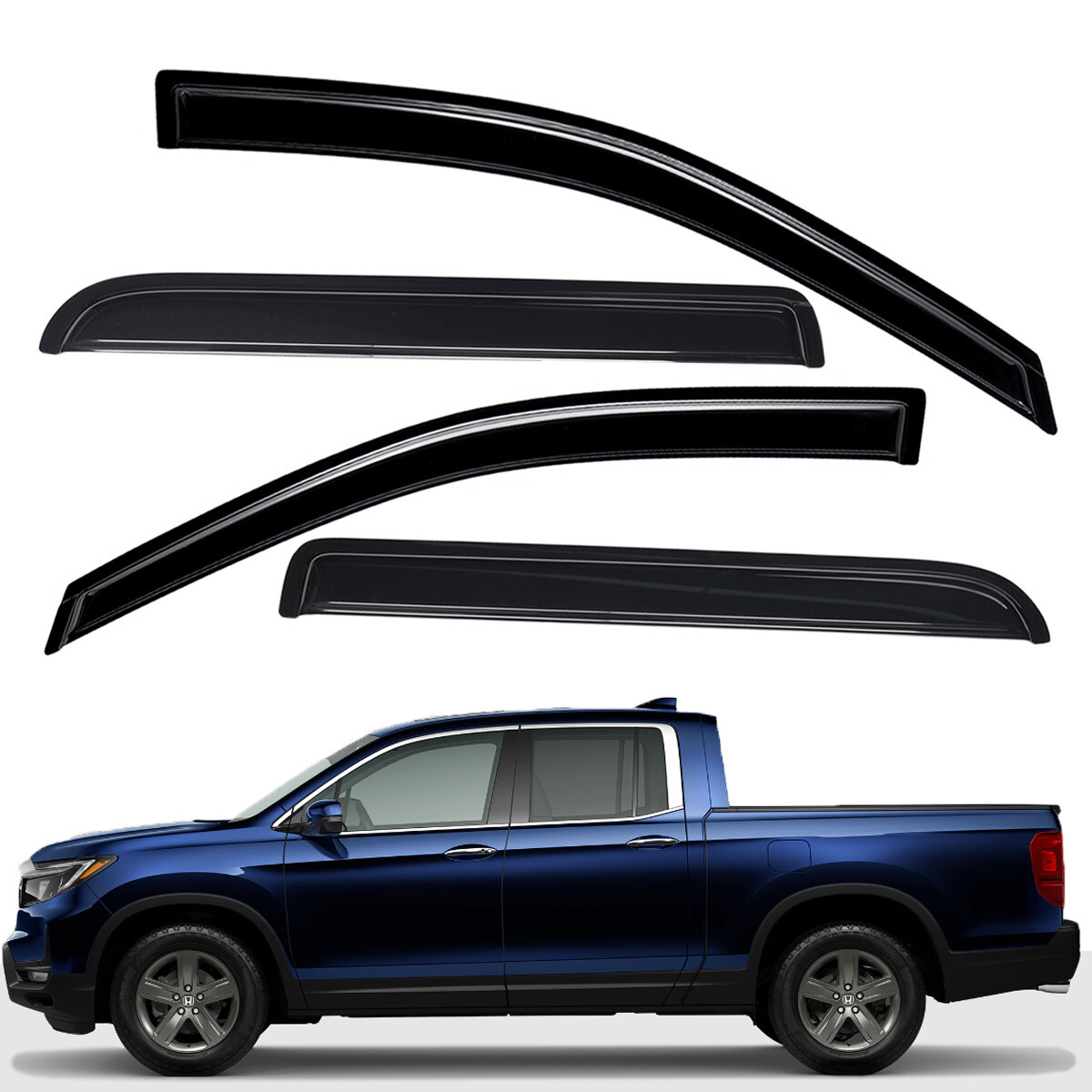 In-Channel Window Vent Visors Rain Guards for 2017-2024 Honda Ridgeline ...