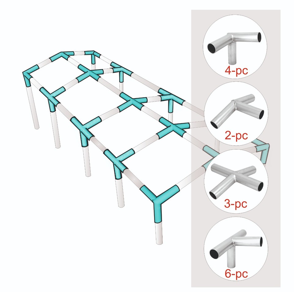 Carport Canopy EMT Pipe Fittings Kit 1-3/8" Low Peak Connectors, 10 ...