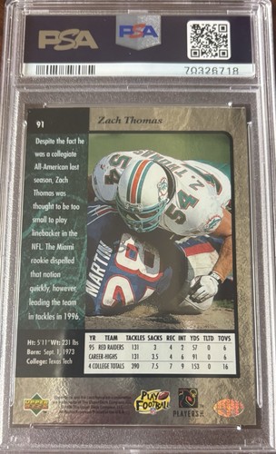 1996 Zach Thomas AT&T Very Rare Pop 4 Total & SP PSA 6 Hall Of Fame ...