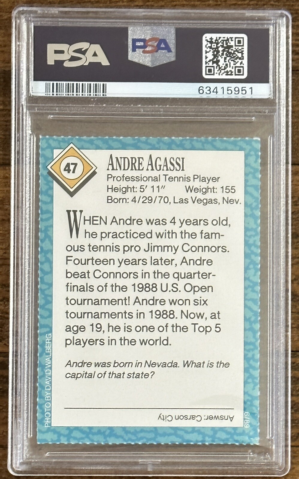1989 SI FOR KIDS ANDRE AGASSI ROOKIE CARD RC PSA MINT 9 Sports ...