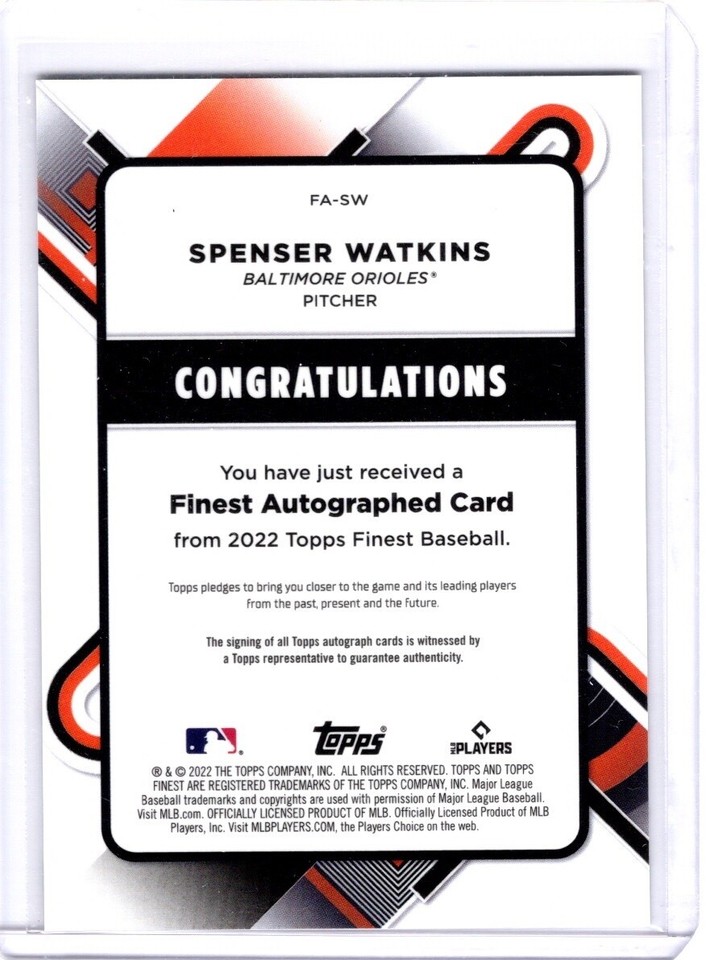 Spenser Watkins 2022 Topps Finest RC Auto - Rookie Autograph Card #FA ...