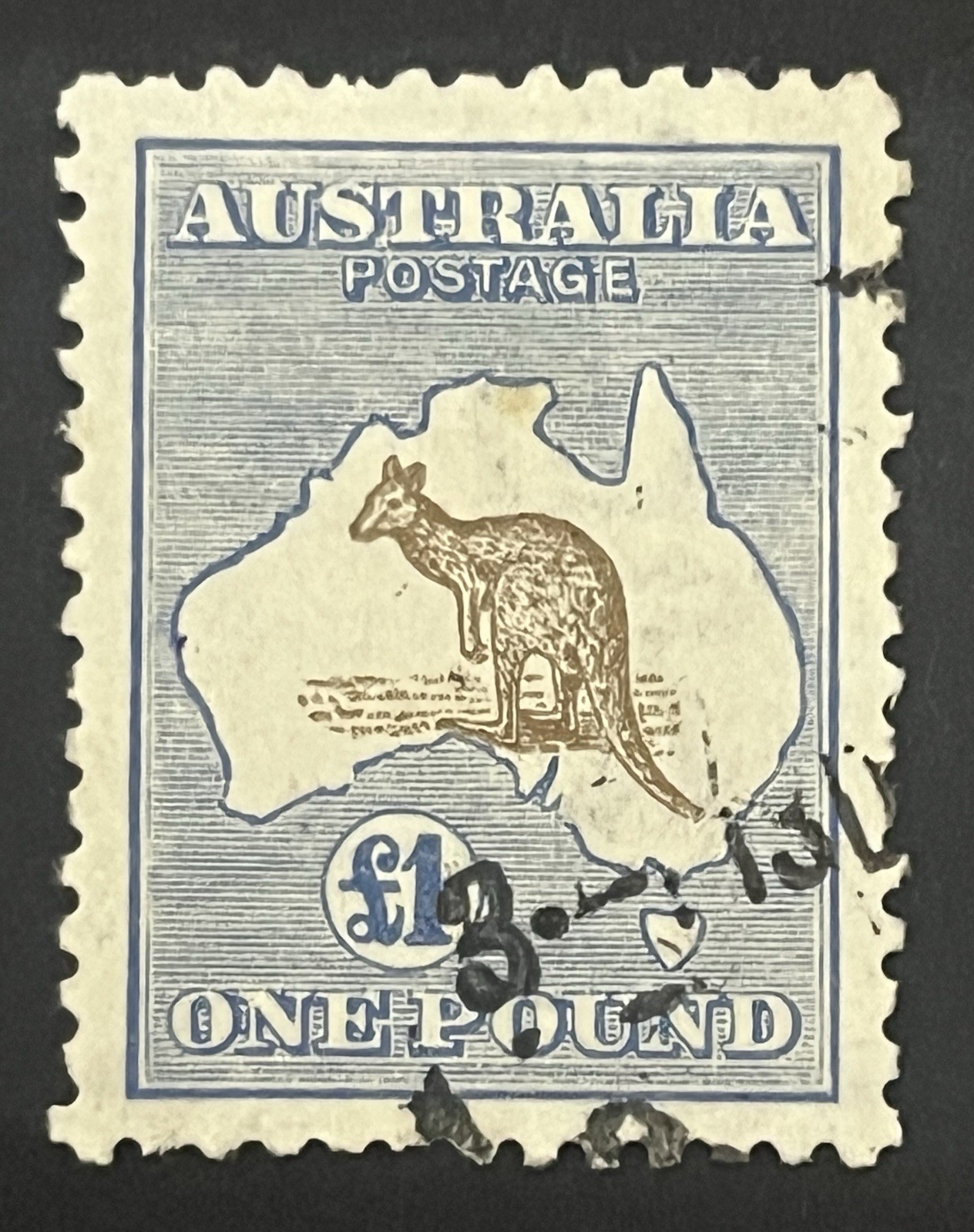Kangaroo Australian stamps 1916 3rd WMK £1 Pound Brown& Blue ‘used ...