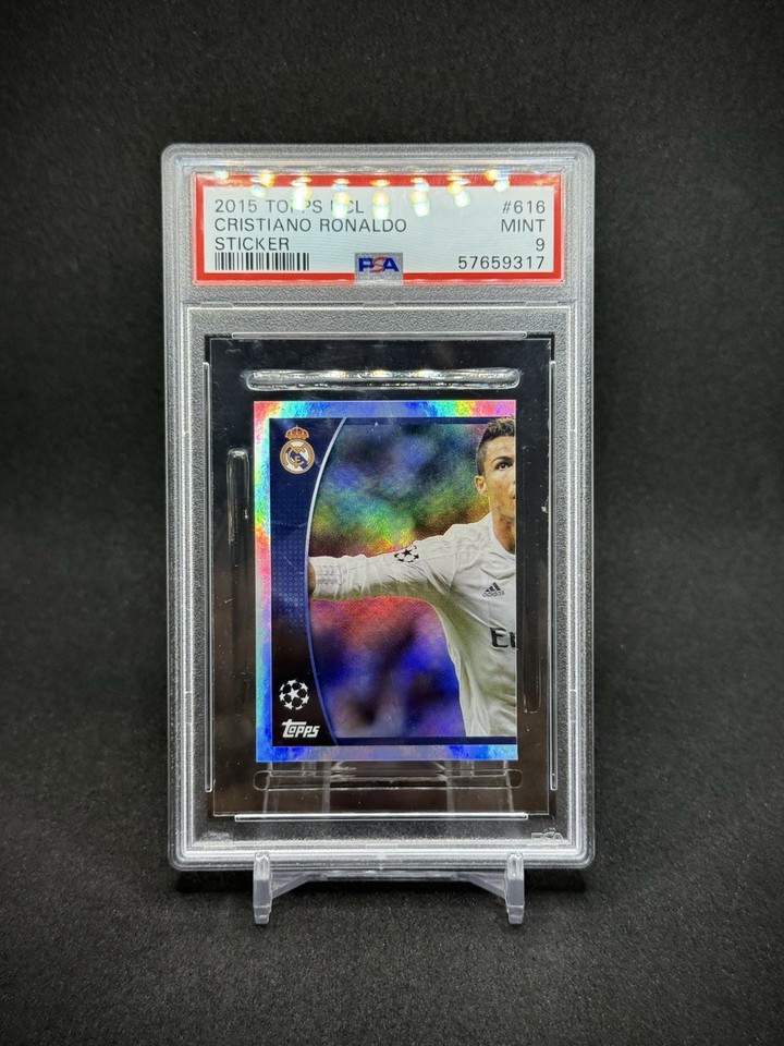 2 Cristiano Ronaldo 2015 Topps UCL Sticker #616-617 Mint PSA 9 Mint ...