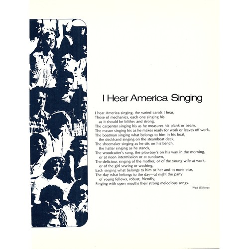 I Hear America Singing Walt Whitman 1970s Poem Retro Kitsch Wall Art ...