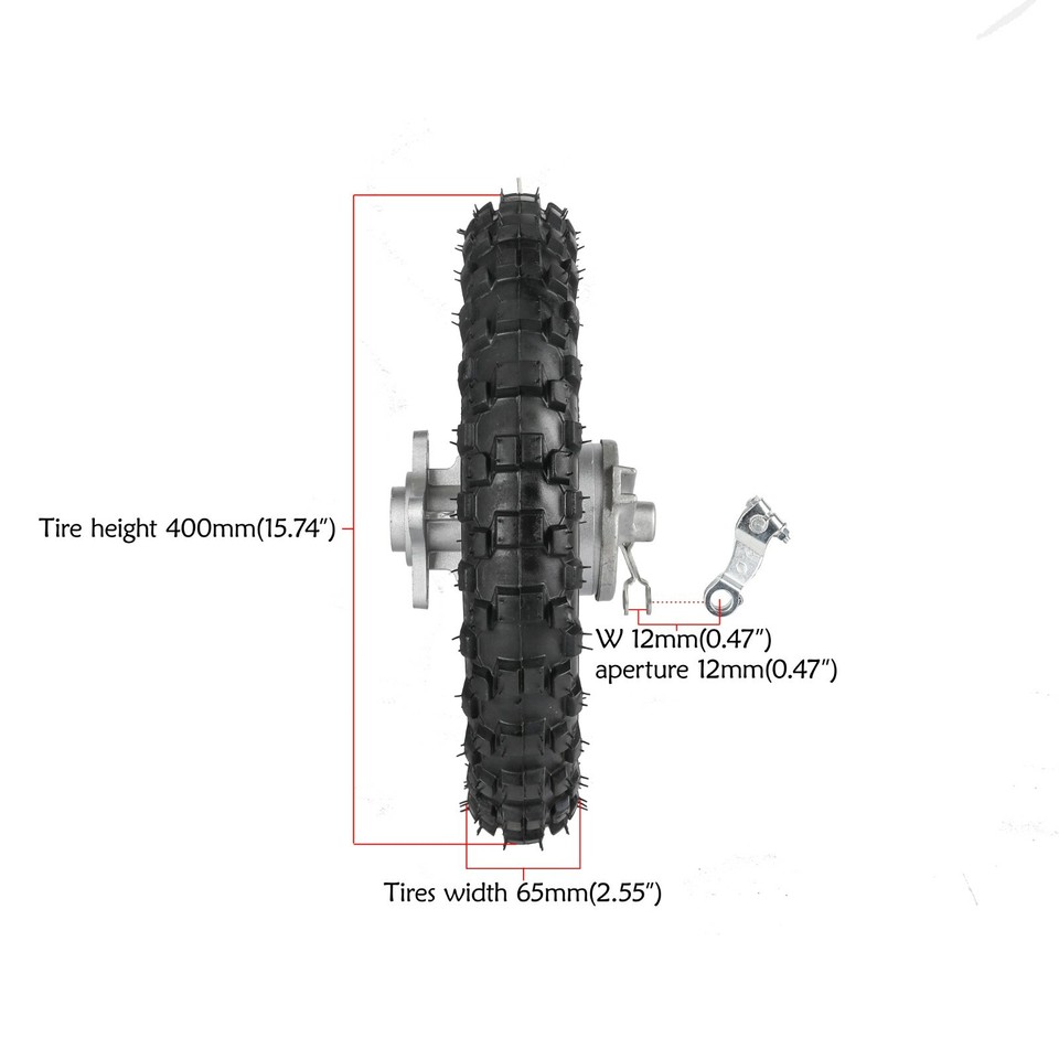 12mm 2.50-10 inch Rear Rim Wheel Tire 50cc 70cc 110cc SSR Coolster Dirt ...