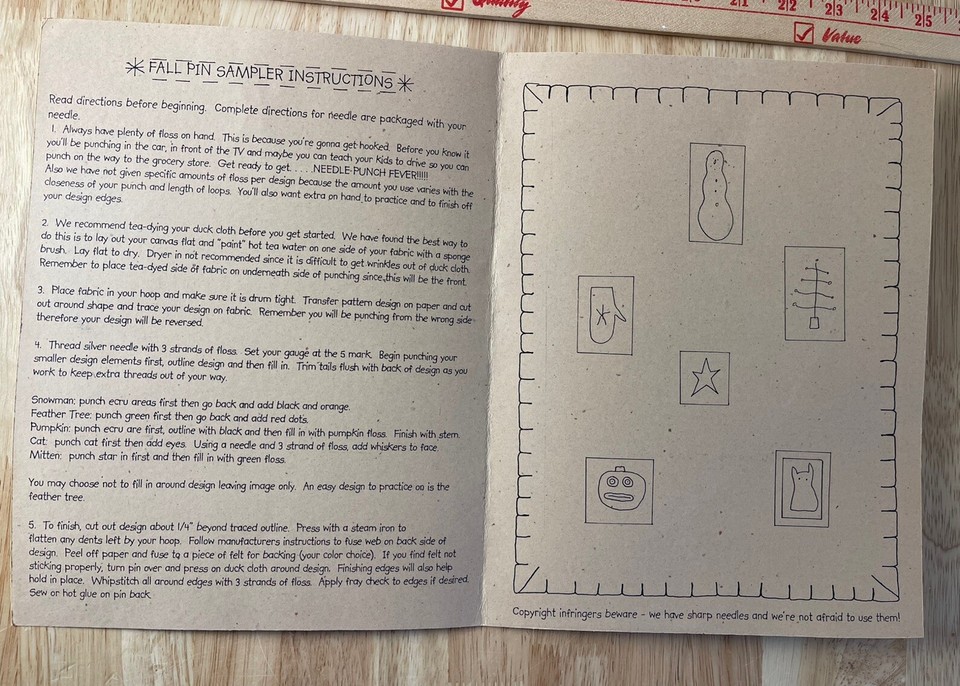 Folk & Whimsy Pattern FOLKART NEEDLE PUNCH ~ 6 Designs Fall Pin Sampler ...