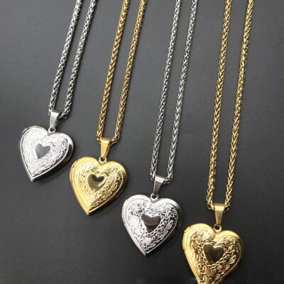 Fashion Lover Friend Chain Necklace Pendant Heart Shaped Photo Picture ...