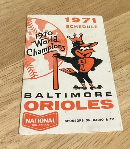Baltimore Orioles Pocket Schedule Baseball 1971 - National Bohemian | eBay