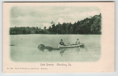 Postcard Vintage Men in a Rowboat at Lake Rowena in Ebensburg, PA | eBay