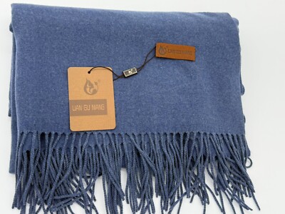NWT Blue cashmere scarf -woman’s- Lian Gu Niang 24” X 64” | eBay