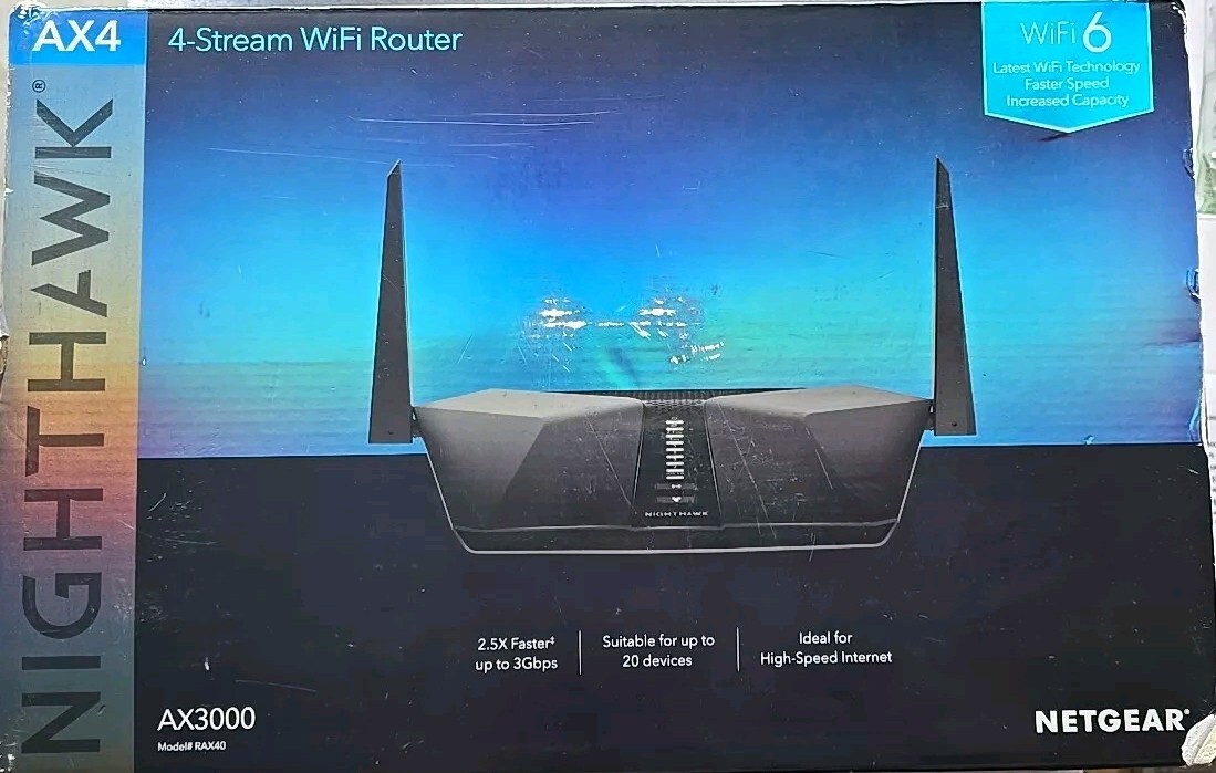 MINT NETGEAR Nighthawk 4-Stream AX4 Wi-fi 6 Router (RAX40) AX3000 ...