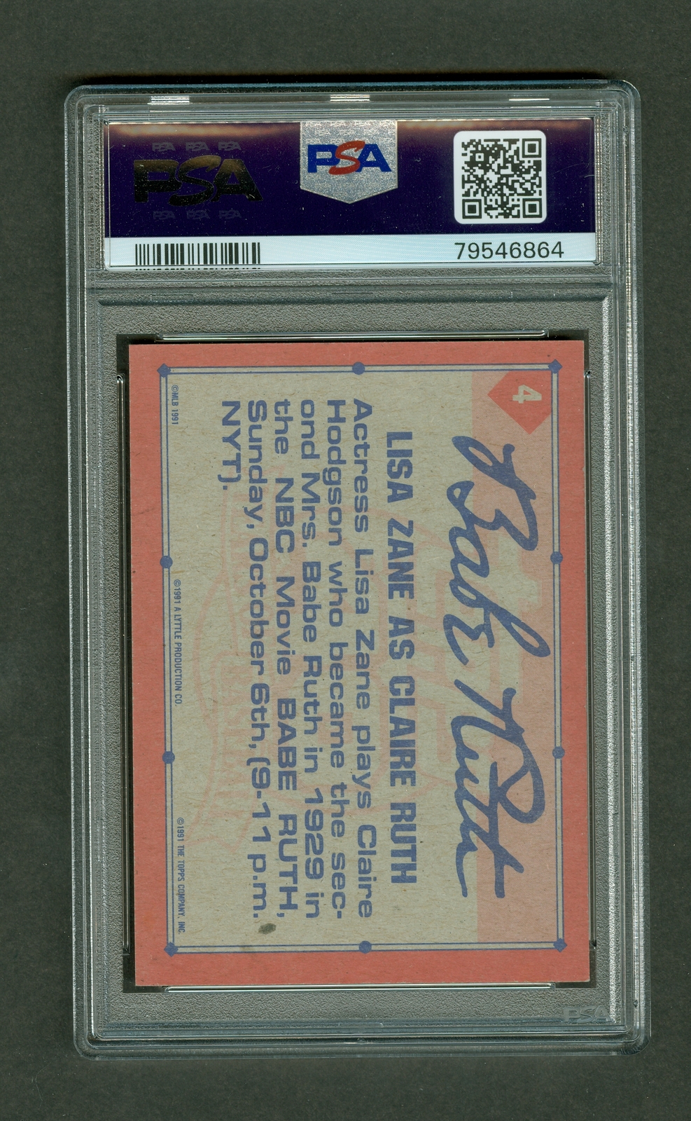 Lisa Zane as Claire Ruth 1991 Topps Babe Ruth Movie Promo #4 PSA 8 NMMT ...