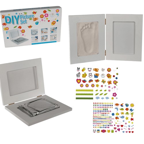 Children Hand Footprint + Frame + Stickers Plaster Cast DIY Mom Dad | eBay