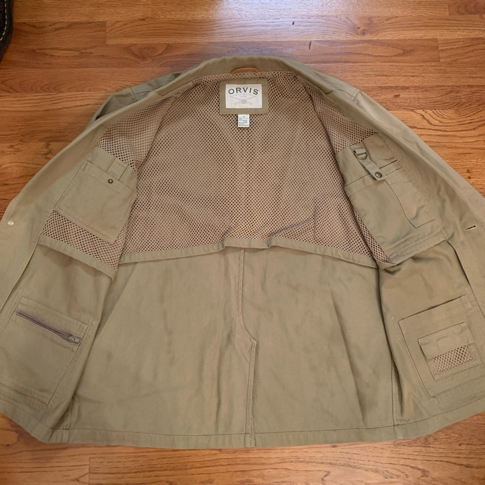 Orvis Zambezi Mens Chore Jacket Leather Patches Field Barn Hunt Safari ...