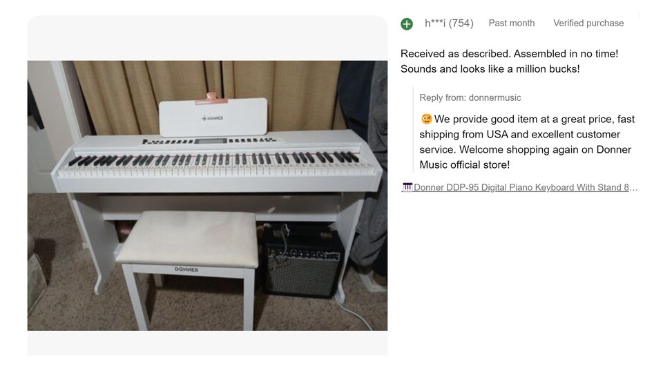 Donner DDP-95 Digital Piano Keyboard With Stand Pedal Unit Weighted Key ...