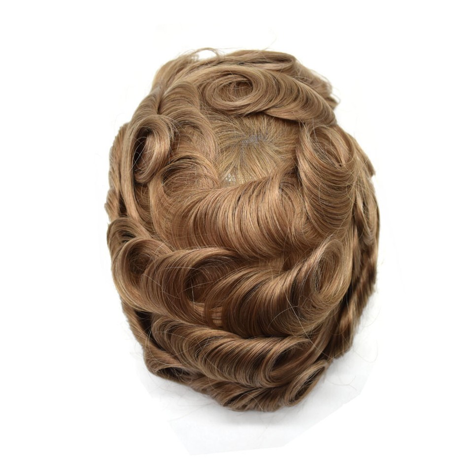 Mens Toupee Human Hair Replacement Full Poly Skin Injected PU System ...