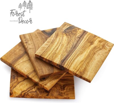 Handmade Rustic Wooden Coasters- Set of 4 Premium Hardwood, Durable ...