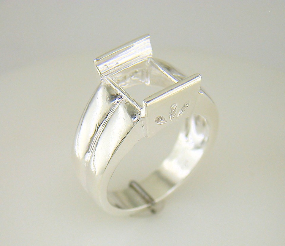 10 mm Square Fancy Plate Set Ring Setting Sterling Silver | eBay