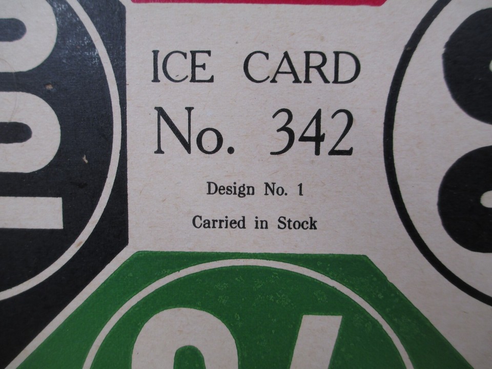 Vintage Original Ice Delivery Card ICE CARD No. 342 | eBay