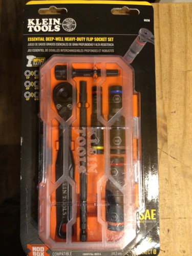 New Klein Tools 65238 Essential Deep-Well Heavy-Duty Flip Socket Set ...