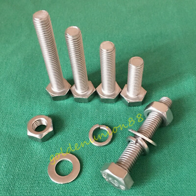 4PC M10X30/40/50/60mm 1.5mm pitch Plain Hex Head Screw Outer hexagon ...