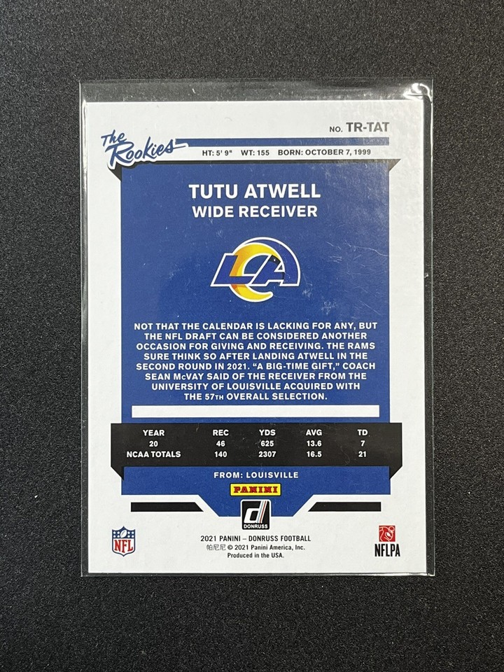 2021 Donruss Tutu Atwell #TR-TAT - Los Angeles Rams - Rookie Card | eBay