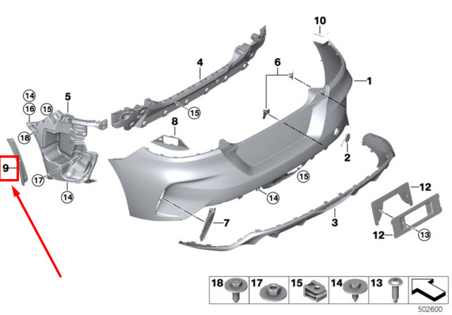 BMW Z4 G29 REAR RIGHT WHEEL ARCH CONNECTION 51128069788 8069788 ...