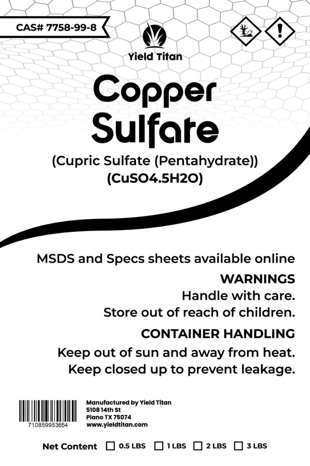 Yield Titan Copper Sulfate (Cupric Sulfate Pentahydrate) (CuSO4·5H2O ...