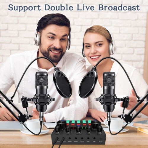 Studio Recording Kit Podcast Equipment Bundle Music Mixer with 2 ...