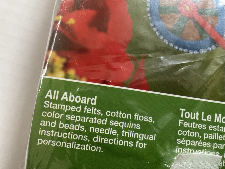Bucilla Felt Stocking Kit ALL ABOARD, Open Package- Complete Read Below ...