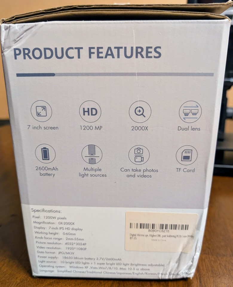 2000X HD 7" Screen Digital Microscope | eBay