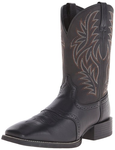 Ariat 10016292 Sport Western Wide Square Toe 11" Black Deertan Riding ...