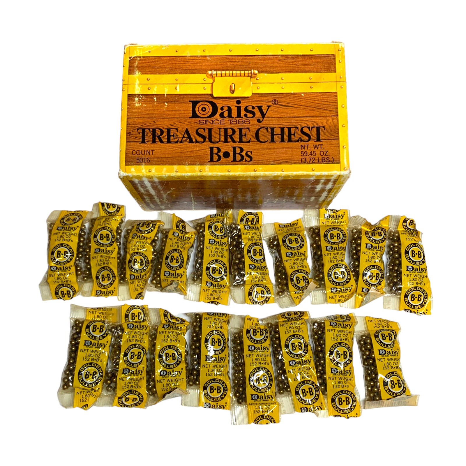 Vintage Daisy BBS Treasure Chest 13 BB Packs of 152 Golden Bullseye USA ...
