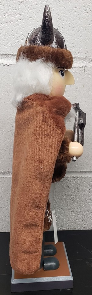 Wooden Christmas Nutcracker ,15", VIKING MALE IN HELMET WITH AN AXE ...