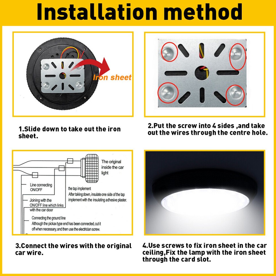 White 12V Car Vehicle 46 LED Interior Roof Ceiling Reading Dome Light ...