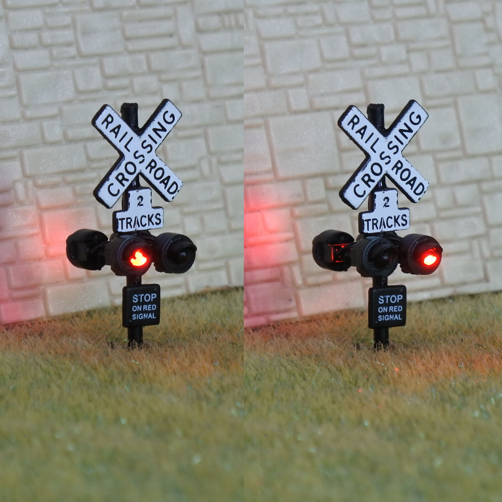 2 x N scale model grade crossing signal light LED made + 1 flasher ...
