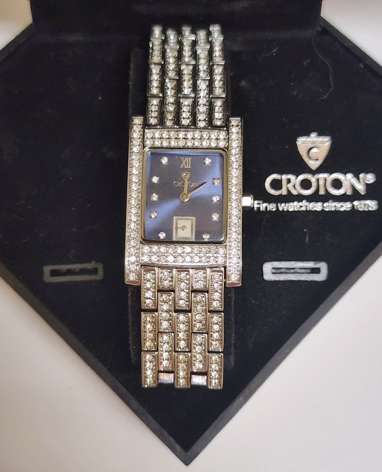 Croton Ladies Quartz Watch Set Gold & Silver Crystal Bracelet Boxed ...
